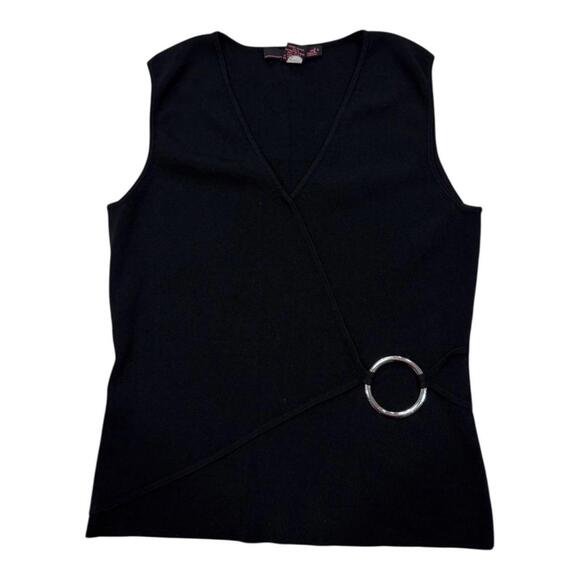 Willi Smith | Tops | Y2k Black Sleeveless Knit Top With Silver Metal ...